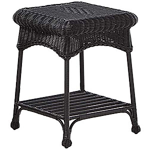 Jeco 3 Piece Rocker Wicker Chair Set, Black