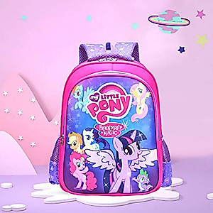 MY L. Pony Backpacks Bookbag Cute Pony Princess Style School Book Waterproof Multi Storey Bags