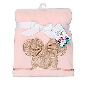 Lambs & Ivy Disney Baby Pink/Rose Gold Minnie Mouse Appliqued Baby Blanket