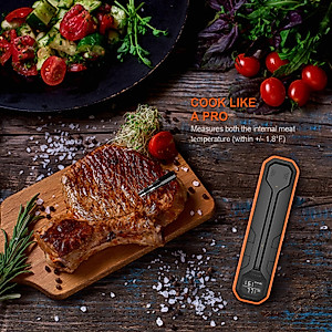 Wireless Meat Thermometer – Digital Cooking Thermometer with Wireless Probe – 500Ft Remote Range Food Thermometer – with iOS & Android Read App -Preprogrammed Temperatures for BBQ, Oven, Grill