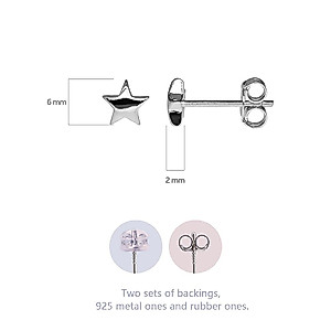 Star Earrings Star stud Earrings 925 Sterling Silver Tiny Star Earrings (Silver-Star)
