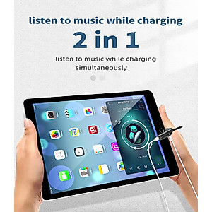 Iphone Headphone Adapter Audio and Charge Dongle Jack Splitter 2 in 1 Dual Lightning Adaptador Para Charger AUX Cable MFI Certified Compatible for 13 12 11 Pro Max Mini Xs Se 7 X Xr 8 Plus Music