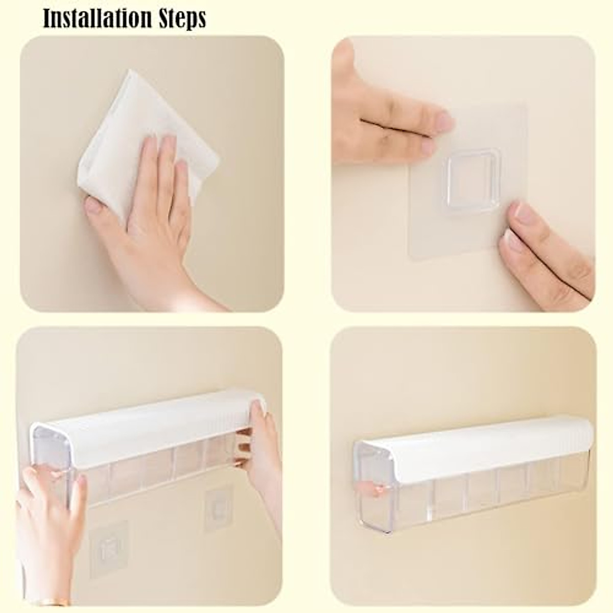 Valuetalk Drawer Underwear Organizer Divider, Wall Mount 6 Cell Storage Boxes and Acrylic Organizers for Lingerie, Socks, Ties, Data Cable, Spices Organization (Ivory white)