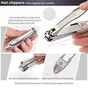 Toenail Clippers for Seniors Thick Toenails, Toe Nail Clippers Adult Thick Nails Long Handle, Heavy Duty Nail Clippers Kit 6Pcs Black