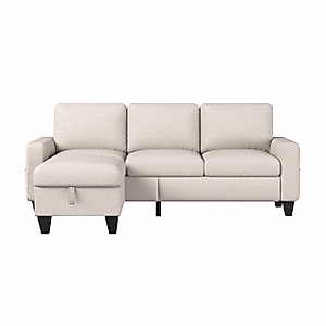 Youmumeub Sectional Sofa, L Shaped Couches for Living Room with Movable Ottoman Small Beige Sofas Modular Furniture Set for Apartment Small Space Loft