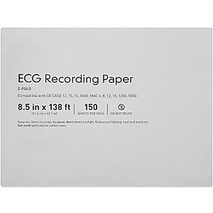 ECG Paper Depot ECG Recording Paper, Red Grid Thermal Paper, 8 1/2 in x 138 ft, 150 Count, Compatible with GE Case 12,15,16,8000, MAC 6,8,12,15,1200, 5000 (1 Pack)