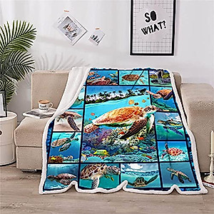 CYREKUD Turtle Blanket,Sea Turtle Gifts for Women Throw Blanket,Turtle Gifts for Turtle Lovers,Sea Turtle Ocean Animal Landscape Throw Blanket,Sofa Couch Beds Sea Turtle Decor Christmas 50" x 60"