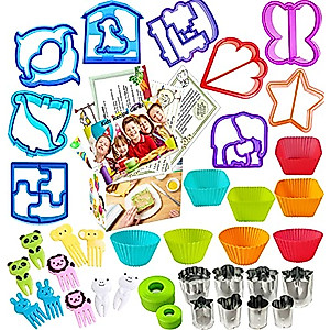 Sandwich Cutters Shapes Set for Kids Bread Vegetables Fruits Cheese Shapes Mold Supplies Crust Bento Lunch Box Accessories and Uncrustable Sealer