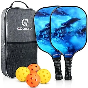 Gootoop Pickleball Paddles USAPA Approved, Pickleball Set with 2 Pickleball Rackets 4 Balls & 1 Bag, Fiberglass Pickle Ball Paddle with Polypropylene Core, Pickleball Equipment for Men Women