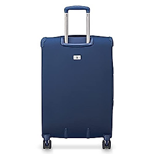 DELSEY PARIS Helium DLX Softside Expandable Luggage with Spinner Wheels, Navy Blue, Checked-Medium 25 Inch