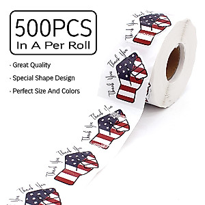Wailozco 1.5'' America Flag Thank You Stickers,Thank You Stickers,Handmade Stickers,Business Stickers,Envelopes Stickers for Online Retailers,Handmade Goods,Small Business,500 Labels Per Roll