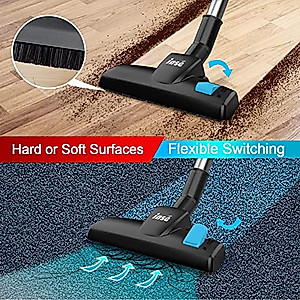 INSE Corded Vacuum Cleaner, 600W Powerful 18000Pa Vacuum Cleaner, 6-in-1 Versatile Lightweight Corded Stick Vacuum Cleaner for Pet Hair Hardwood Floor - Blue