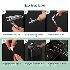 Zollea Automatic Watering System for Potted Plants, Rainproof Plant Waterer Auto Watering Device Drip Irrigation Kit with 60Day Programmable Timer, LED Display, USB Power & Large Capacity Battery