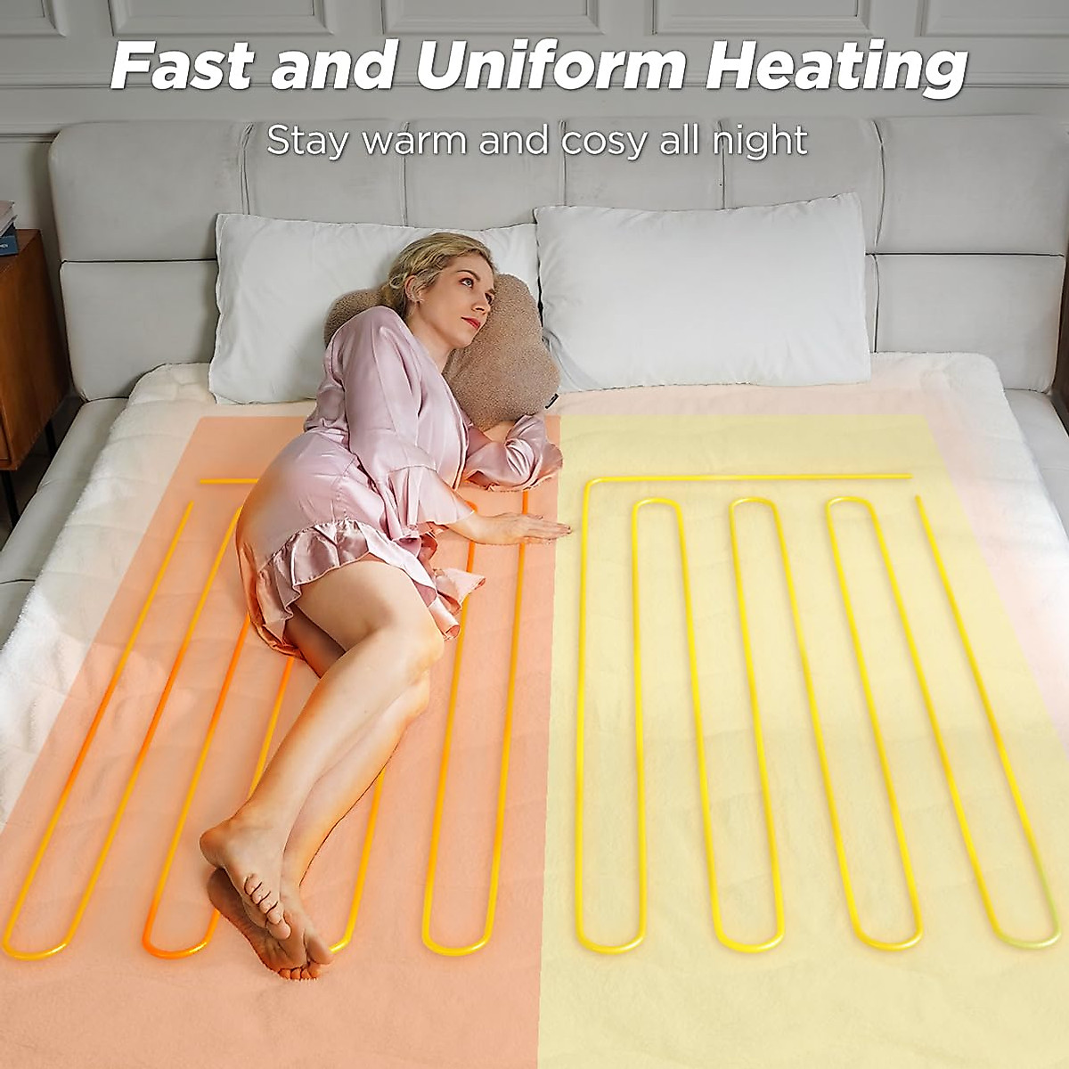 Templewet Heated Mattress Pad King Size - Dual Control Electric Mattress Pad with 4 Heat Settings & 10 Hour Auto Off,Bed Warmer Mattress Cover 15" Deep Pocket,ETL Certified,Machine Washable,78"x80"