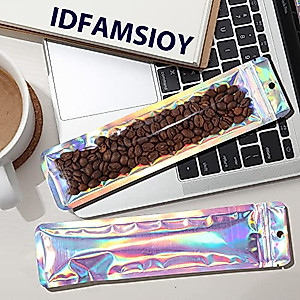 50 Pcs Holographic Bags，2.4x9 inch Pen Bags for Packaging for Small Business Lip Gloss Ziplock Bag for Packaging Gifts