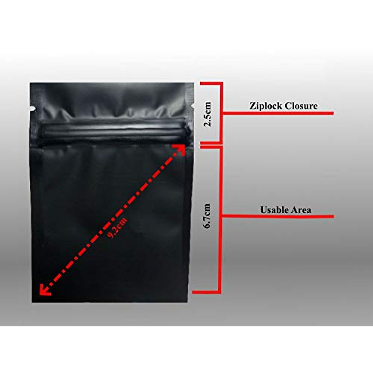 Karmay 100-3x4 Premium Smell Proof Flat Ziplock Double-Sided Reusable Metallic Foil Food Storage Bags (Matte Black)