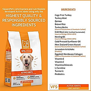 SquarePet VFS Canine Active Joints Formula, Turkey, Green Lip Mussels, Eggshell Collagen, High Protein Diet 22lbs