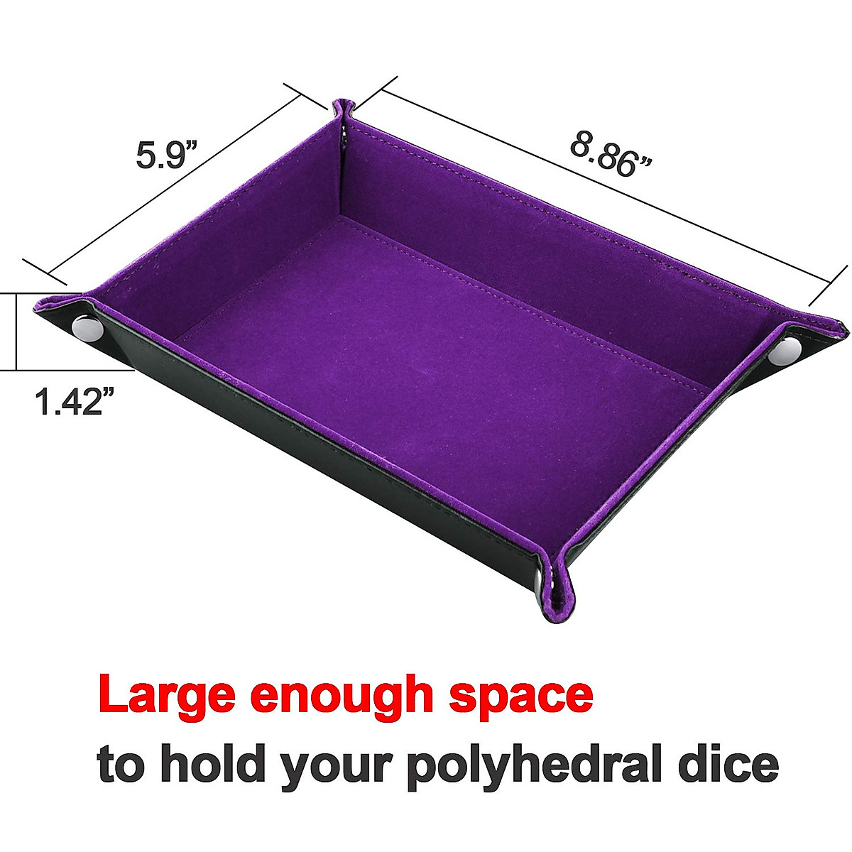 SIQUK Double Sided Dice Tray Folding Rectangle PU Leather and Dark Violet Velvet Dice Holder