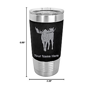 LaserGram 20oz Vacuum Insulated Tumbler Mug, Moose, Personalized Engraving Included (Faux Leather, Black)