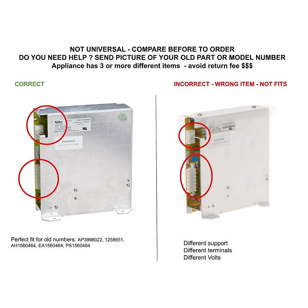 GLOB PRO SOLUTIONS 134859500 Compatible with Frig. Kenm. Control-Board Fits old # AP3998022, 134859500