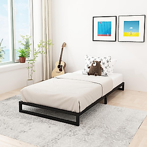 Lutown-Teen 6 Inch Twin XL Bed Frames Heavy Duty Sturdy Metal Platform Bed Frame No Box Spring Needed, Noise Free, Easy Assembly, Black