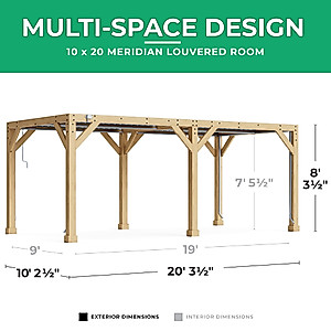 Yardistry 10 x 20 Meridian Wood Room with Louvered Roof
