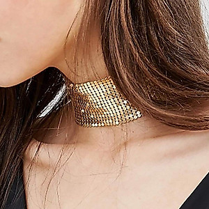 Sethain Boho Sequin Choker Necklace Gold Shiny Sequins Short Chain Party Necklace Jewelry Accessories for Women and Girls