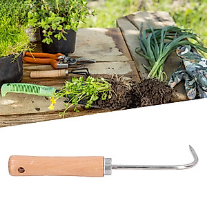 2Pcs 240mm/ 9.45in Single Claw Bonsai Root Hook, Stainless Steel Gardening Digging Tools with Wooden Handle for Weeding Planting Flowers