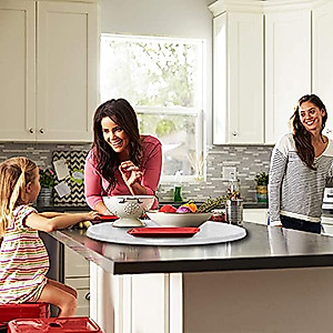 ActiveAnnie Large 30" Off White Faux Marble Swivel Lazy Susan Rotating Turntable Dining Tabletop – Great for The Kitchen Island, Family Style Dining, Games, Parties, and Wedding – Made in France