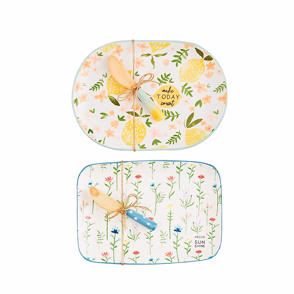Mud Pie Floral Fruit Cheese Set, Floral, 10" x 7" | speader 5.75"
