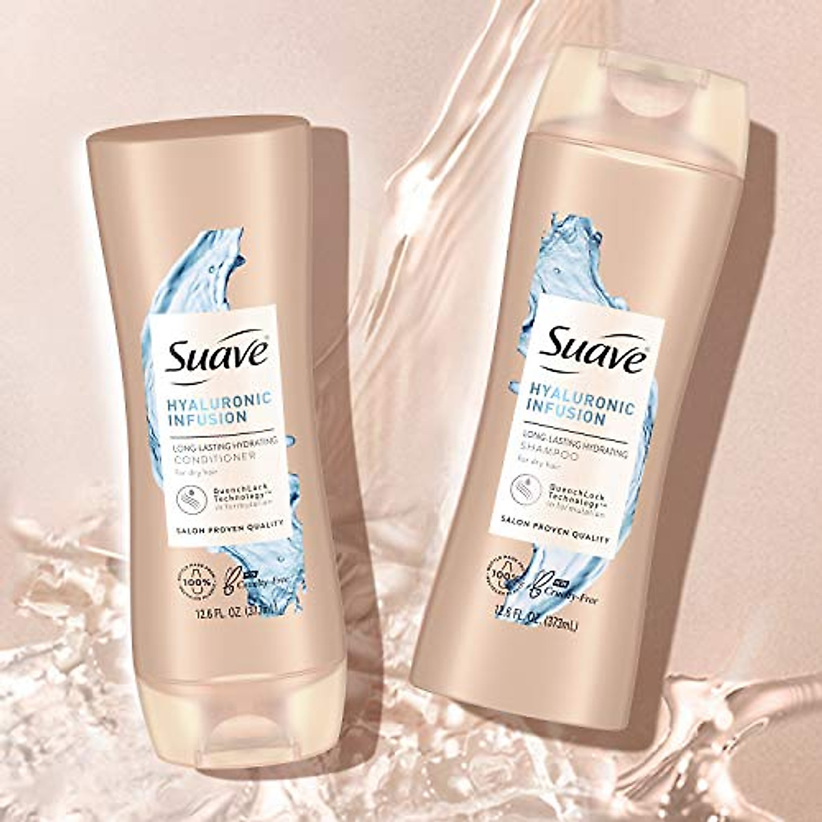 Suave Professionals Moisturizing Shampoo for Dry Hair Hyaluronic Acid Long Lasting Hydration 12.6 oz