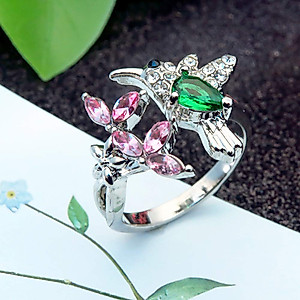 shiYsRL Exquisite Jewelry Ring Love Rings Elegant Cubic Zirconia Flower Bird Open Ring Women Party Wedding Jewelry Gift Wedding Band Best Gifts for Love with Valentine's Day - One Size