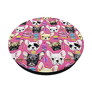 Pink Frenchie French Bulldog Dog Pattern Print Doggie PopSockets PopGrip: Swappable Grip for Phones & Tablets