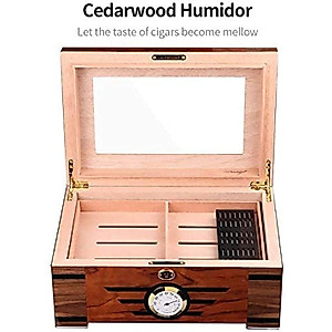 MYSGYH YANGPIN- Cigar Humidor Box with Hygrometer and Humidifier, Crude Wood Desktop Cigar Cases Decorative Box BMZDXJG-0