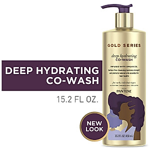 Pantene Gold Series from Sulfate Free Deep Hydrating with Argan Oil for Curly Coily Hair, Co-Wash, 15.2 Fl Oz (Packaging May Vary)