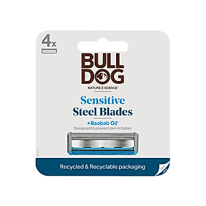 Bulldog Mens Skincare and Grooming Sensitive Skin Razor Blades Refills for Men, 4 Count
