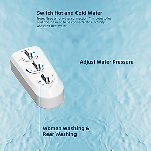 Hibbent Premium Round Toilet Seat with Cover(Oval) Quiet Close with Bidet Attachment for Toilet