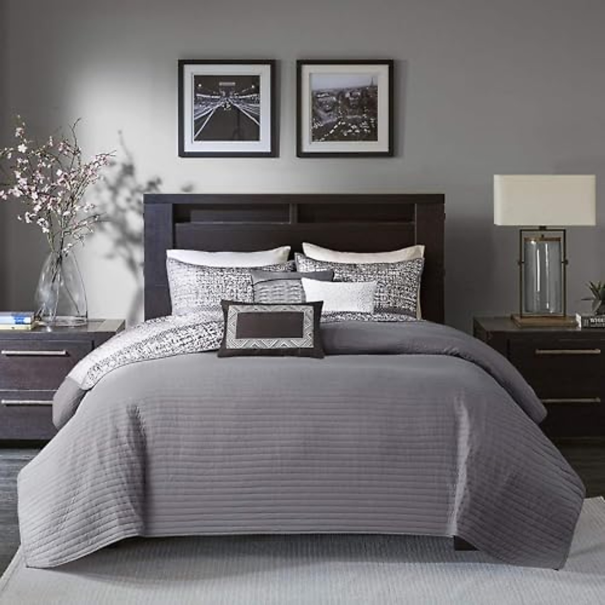 Madison Park Quilted Cal King Coverlet Set in Grey/Taupe Finish MP13-3400