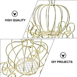 STOBOK Halloween Pumpkin Carriage, Thanksgiving Golden Metal Centerpiece Candy Holder Candy Cart Princess Carriage Candy Container Tabletop Decoration for Halloween Wedding Party 4PCS