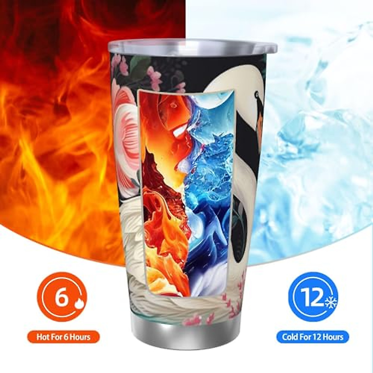 Floral Swan Tumbler with Lid and Straw 20oz Stainless Steel Car Cup for Hot and Cold Drinks, Double Wall Insulated Travel Coffee Mug Reusable Drink Thermos Cup Birthday Gifts