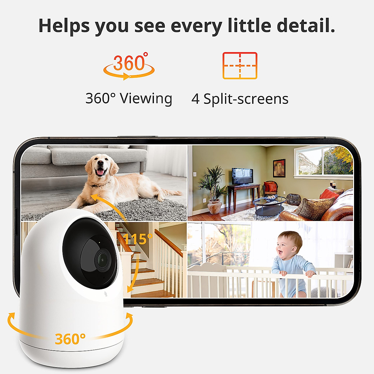 SwitchBot Baby Monitor with Camera, Audio Two-Way Talk, Pan/Tilt Cam 2K Ultra HD for Home Security, Indoor Camera WiFi 2.4G Works with Alexa & Google Home, Night Vision, Motion Tracking, Privacy Mode