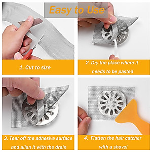 Disposable Shower Drain Hair Catcher - Cutable Shower Drain Hair Catcher Mesh Stickers for Any Length, Suitable for Bathroom, Bathtub, Kitchen (1 Pack)