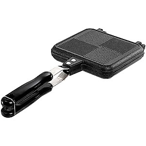 Elsjoy Non-Stick Hot Sandwich Panini Maker with Handle, Aluminum Double Sided Frying Pan Detachable Grilled Sandwich Flip Pan, Stovetop Toasted Sandwich Maker Pan for Home, Kitchen, Breakfast