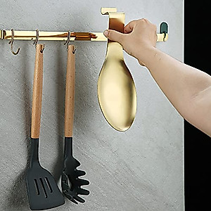 Matte Gold Spoon Rest, Stainless Steel Spoon Holder for Stove Top, kitchen utensils Holder for Ladles, Tongs, Spatula, Stove Spoon Holder, Pot Lid Holder, Dishwasher Safe (1PC-9.5 Inch)