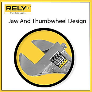Rely+ 6-Inch Adjustable Wrench, Drop Forged, Heat Treated, Chrome Vanadium Steel