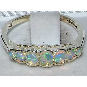 LetsBuyGold 925 Sterling Silver Natural Opal Womens Anniversary Ring - Size 7.25