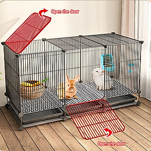 Guinea Pig Cage Bunny Cages Small Animal Cage Foldable Rabbit Cage Hutch with Pull Out Tray and Caster Platform for Ferret Chinchilla (Size : 42.9)