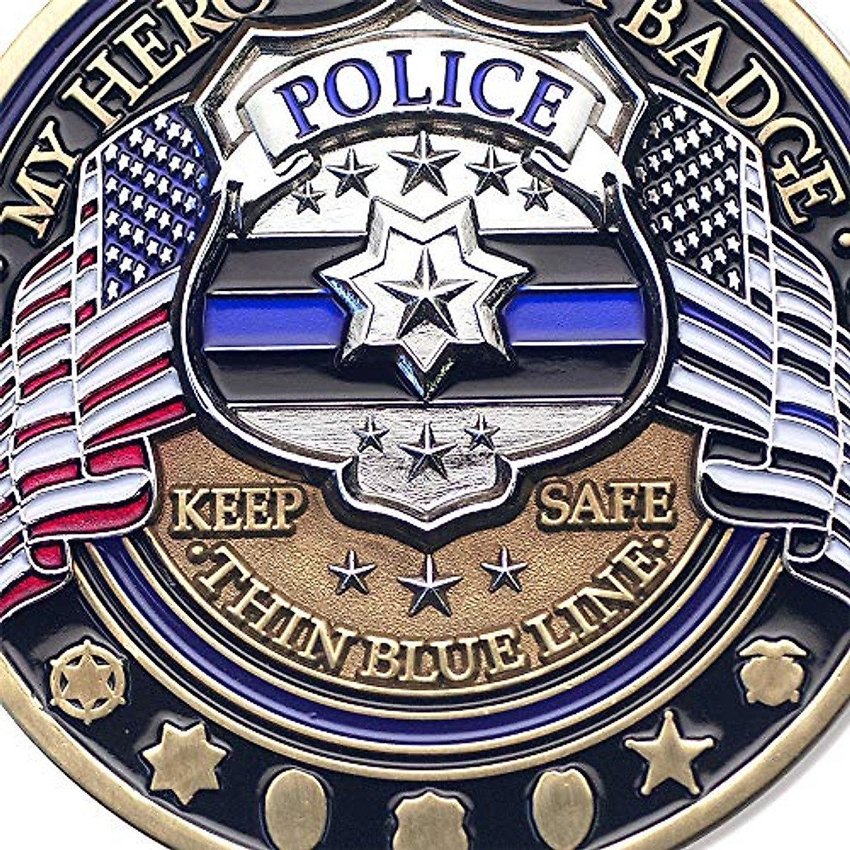 Law Enforcement Appreciation Challenge Coin · Police Officer Thank You Challenge Coin · Thin Blue Line Challenge Coin