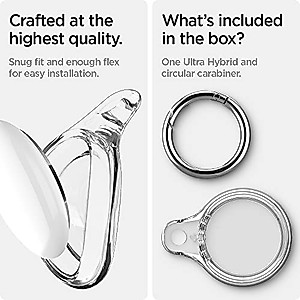Spigen Ultra Hybrid Compatible with AirTag Case Cover AirTag Holder Designed for AirTag Keychain Ring (2021) - Crystal Clear