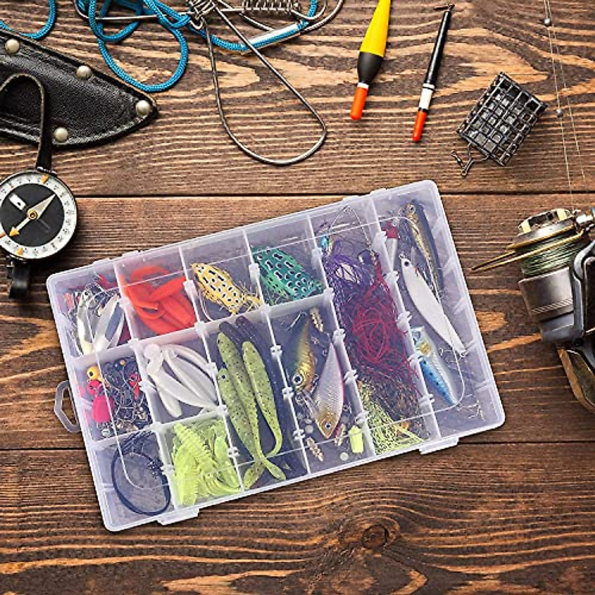 UOONY 3 Pack 36 Grids Plastic Organizer Box Craft Storage with Adjustable Dividers, Bead Organizer Container for Earrings Fishing Tackles Crafts Jewelry Thread with 400pcs Label Stickers